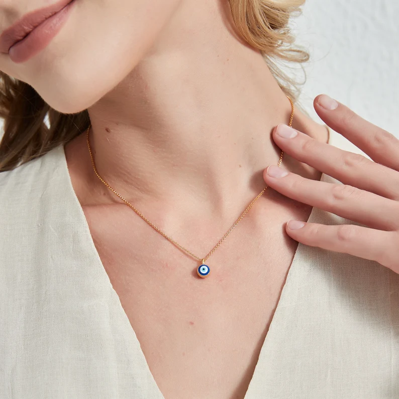 PERIMADE Turkish Evil Eye Charm Pendant • Nazar Blue Eye Layering Neck